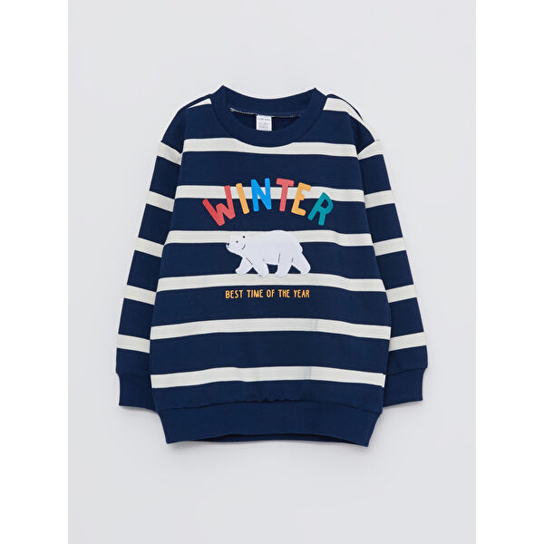 Bisiklet Yaka Uzun Kollu Baskılı Erkek Bebek Sweatshirt