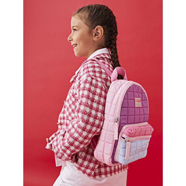 Renk Bloklu Kapitoneli Kız Çocuk Sırt Çantası Renk Bloklu Kapitoneli Kız Çocuk Sırt Çantası