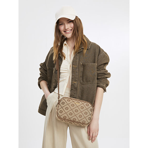 Fossil Desenli Kadın Çapraz Çanta