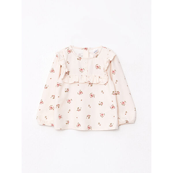 Bisiklet Yaka Uzun Kol Baskılı Kız Bebek Bluz