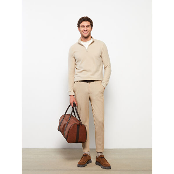 Dik Yaka Uzun Kollu Pike Erkek Sweatshirt