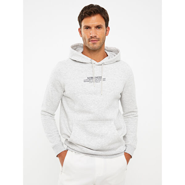 Kapüşonlu Uzun Kollu Baskılı Erkek Sweatshirt Kapüşonlu Uzun Kollu Baskılı Erkek Sweatshirt