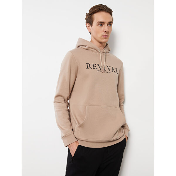 Kapüşonlu Uzun Kollu Baskılı Erkek Sweatshirt Kapüşonlu Uzun Kollu Baskılı Erkek Sweatshirt