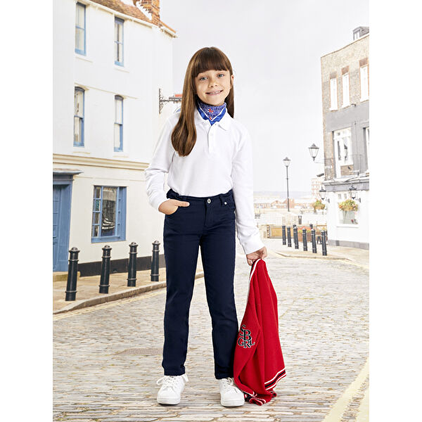 Polo Yaka Basic Uzun Kollu Kız Çocuk Tişört