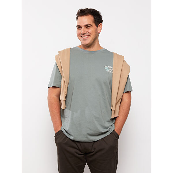 Bisiklet Yaka Kısa Kollu Baskılı Penye Erkek Tişört