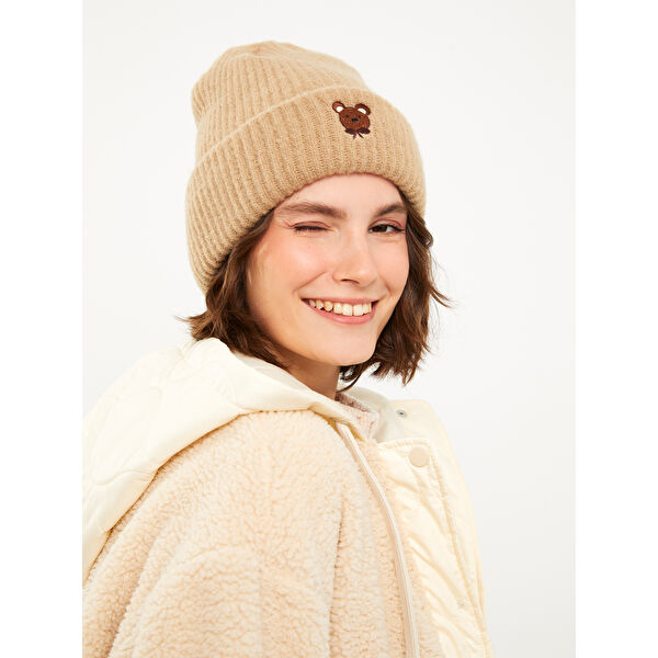 Nakışlı Kadın Triko Bere