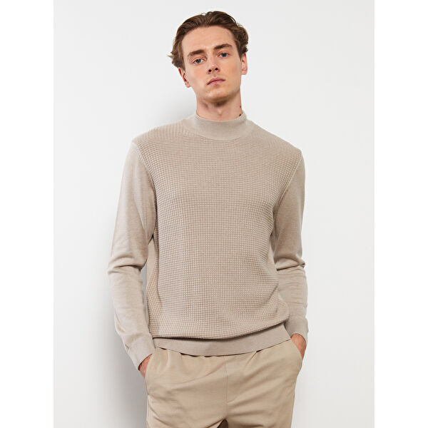 Yarım Balıkçı Yaka Uzun Kollu Erkek Triko Kazak