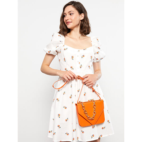 Deri Görünümlü Zincir Detaylı Kadın Kol Çantası