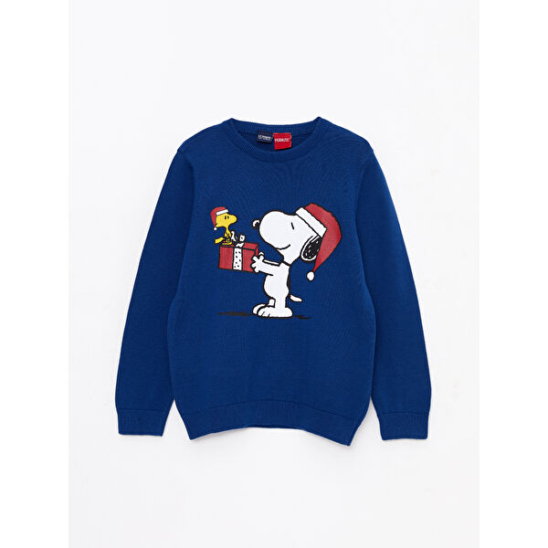 Bisiklet Yaka Snoopy Baskılı Yılbaşı Temalı Uzun Kollu Erkek Çocuk Triko Kazak Bisiklet Yaka Snoopy Baskılı Yılbaşı Temalı Uzun Kollu Erkek Çocuk Triko Kazak