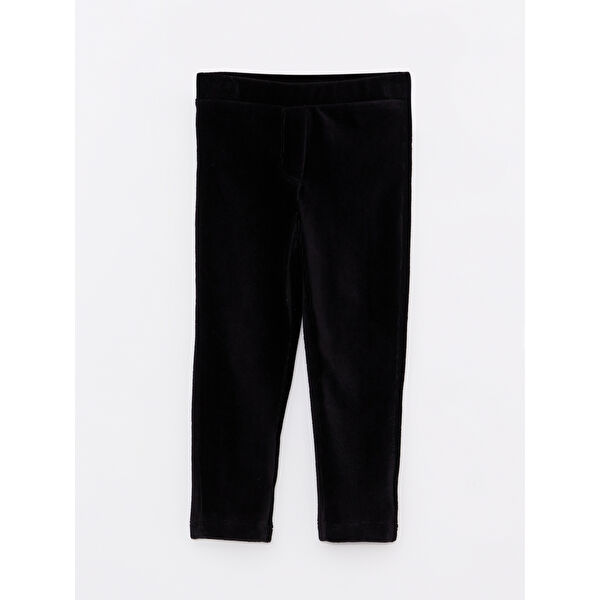 Beli Lastikli Basic Kız Bebek Kadife Tayt