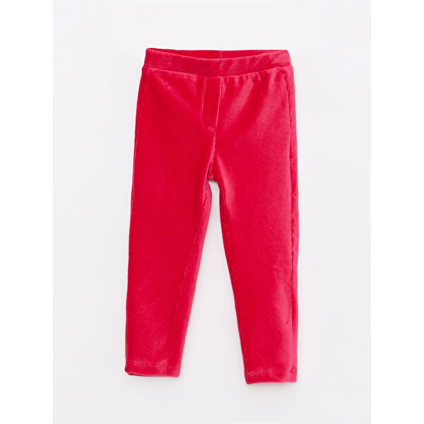 Beli Lastikli Basic Kız Bebek Kadife Tayt