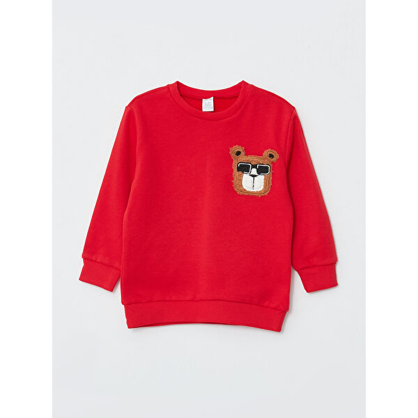 Bisiklet Yaka Uzun Kollu Nakış Detaylı Erkek Bebek Sweatshirt Bisiklet Yaka Uzun Kollu Nakış Detaylı Erkek Bebek Sweatshirt