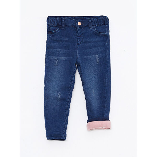 Beli Lastikli Basic Kız Bebek Jean Pantolon