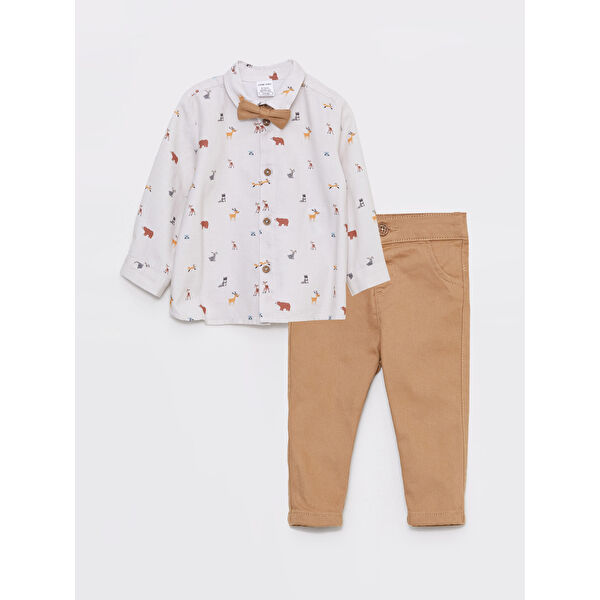 Desenli Uzun Kollu Erkek Bebek 3'lü Takım