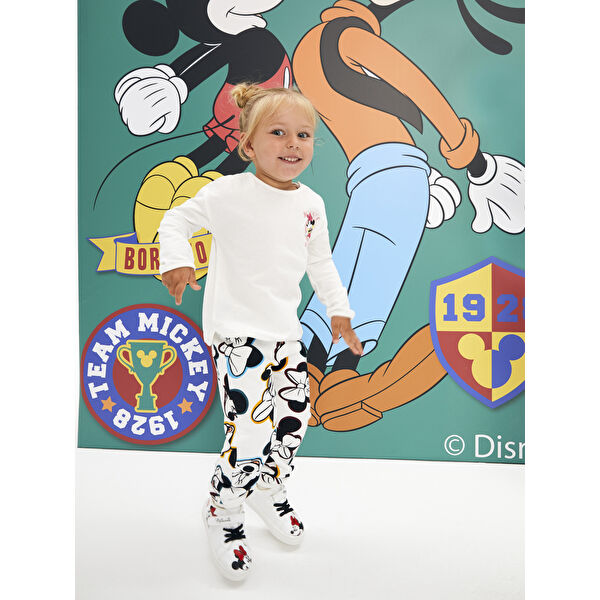 Bisiklet Yaka Uzun Kollu Minnie Mouse Baskılı Kız Bebek Tişört Bisiklet Yaka Uzun Kollu Minnie Mouse Baskılı Kız Bebek Tişört