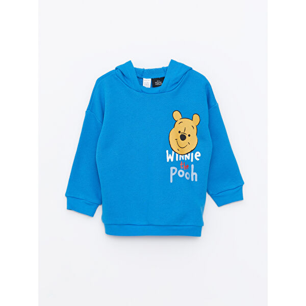 Kapüşonlu Uzun Kollu Winnie the Pooh Baskılı Erkek Bebek Sweatshirt Kapüşonlu Uzun Kollu Winnie the Pooh Baskılı Erkek Bebek Sweatshirt