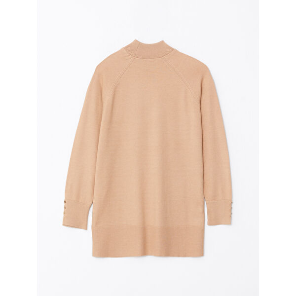 Balıkçı Yaka Düz Uzun Kollu Kadın Triko Tunik