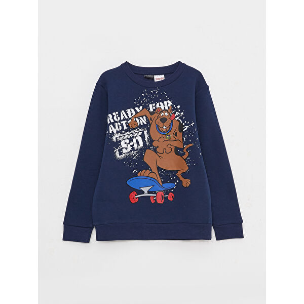Bisiklet Yaka Scooby Doo Baskılı Uzun Kollu Erkek Çocuk Sweatshirt