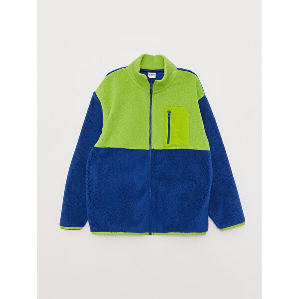 Dik Yaka Renk Bloklu Uzun Kollu Polar Erkek Çocuk Fermuarlı Sweatshirt Dik Yaka Renk Bloklu Uzun Kollu Polar Erkek Çocuk Fermuarlı Sweatshirt