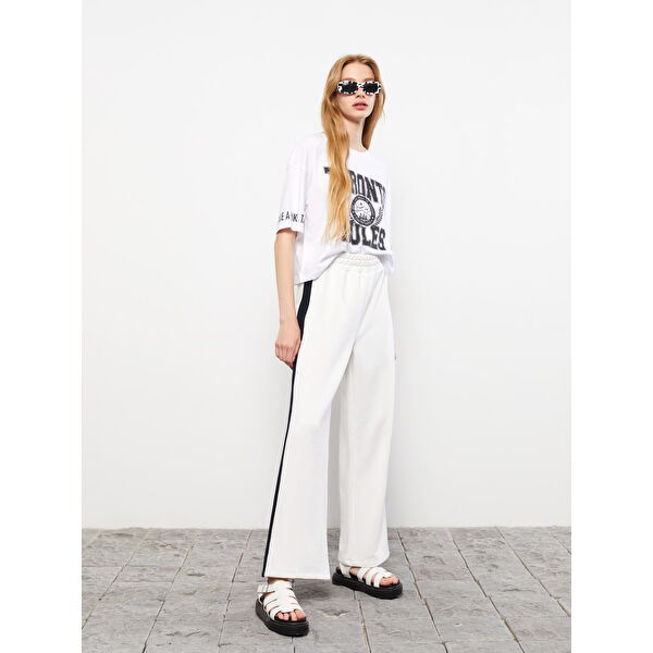 Beli Lastikli Renk Bloklu Kadın Eşofman Altı