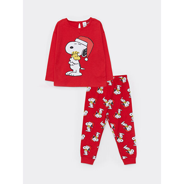 Bisiklet Yaka Uzun Kollu Snoopy Baskılı Kız Bebek Pijama Takımı Bisiklet Yaka Uzun Kollu Snoopy Baskılı Kız Bebek Pijama Takımı