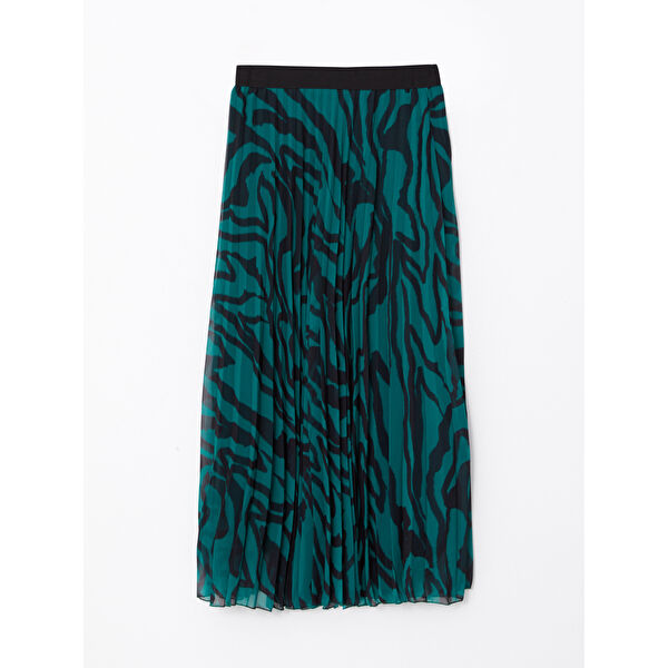 Beli Lastikli Desenli Şifon Kadın Etek