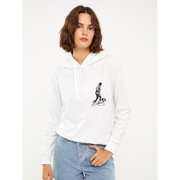 Kapüşonlu Atatürk Temalı Uzun Kollu Kadın Sweatshirt Kapüşonlu Atatürk Temalı Uzun Kollu Kadın Sweatshirt