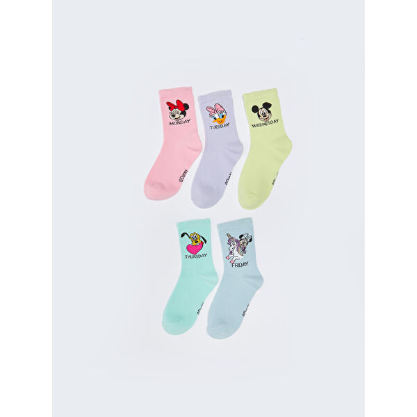 Disney Baskılı Kız Çocuk Soket Çorap 5'li