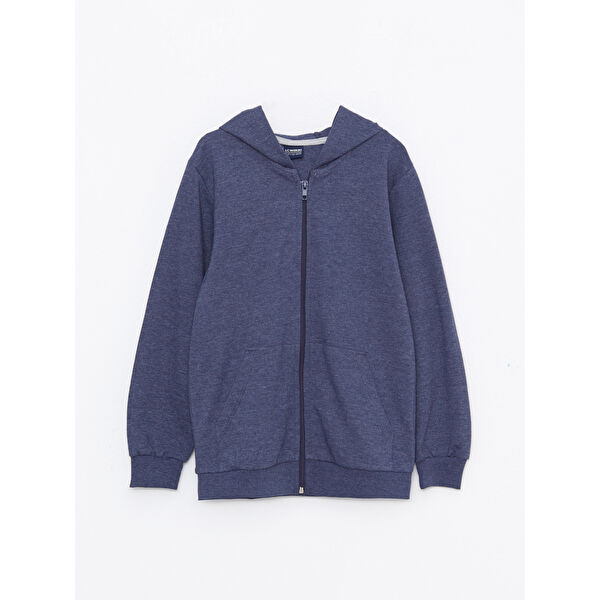 Kapüşonlu Basic Uzun Kollu Erkek Çocuk Fermuarlı Sweatshirt Kapüşonlu Basic Uzun Kollu Erkek Çocuk Fermuarlı Sweatshirt