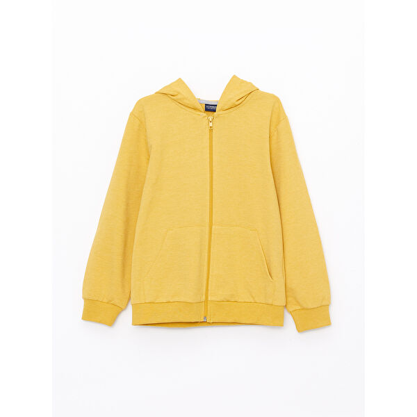 Kapüşonlu Basic Uzun Kollu Erkek Çocuk Fermuarlı Sweatshirt Kapüşonlu Basic Uzun Kollu Erkek Çocuk Fermuarlı Sweatshirt