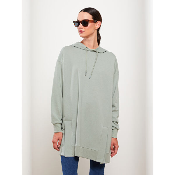 Kapüşonlu Düz Uzun Kollu Oversize Kadın Tunik Kapüşonlu Düz Uzun Kollu Oversize Kadın Tunik