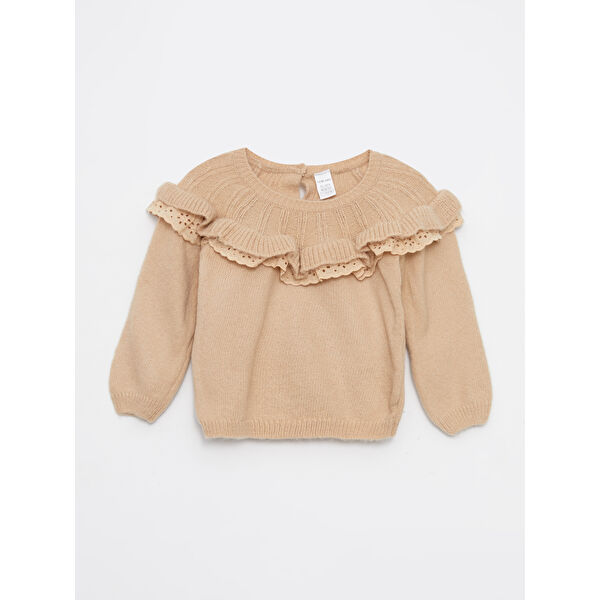 Bisiklet Yaka Uzun Kollu Kız Bebek Triko Kazak