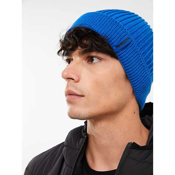 Etiket Baskılı Erkek Triko Bere