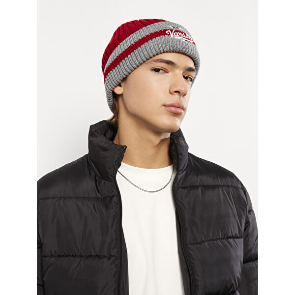 Nakışlı Renk Bloklu Erkek Triko Bere