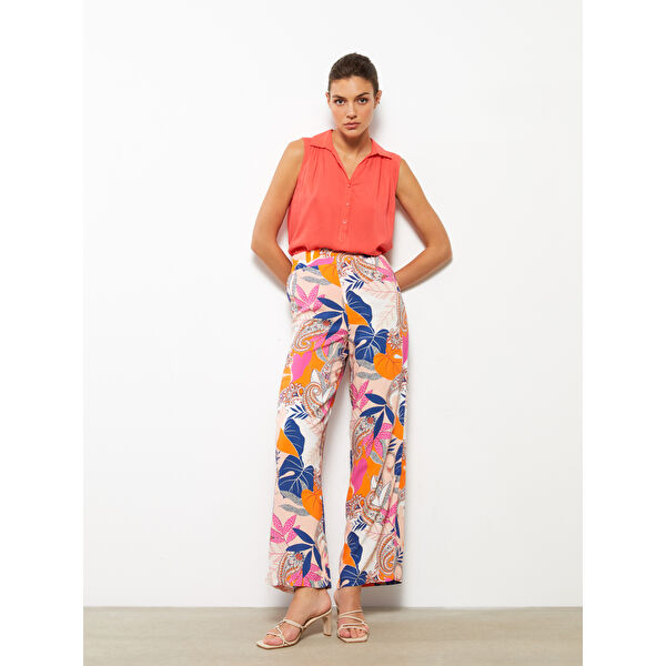 Beli Lastikli Desenli Viskon Kadın Pantolon Beli Lastikli Desenli Viskon Kadın Pantolon