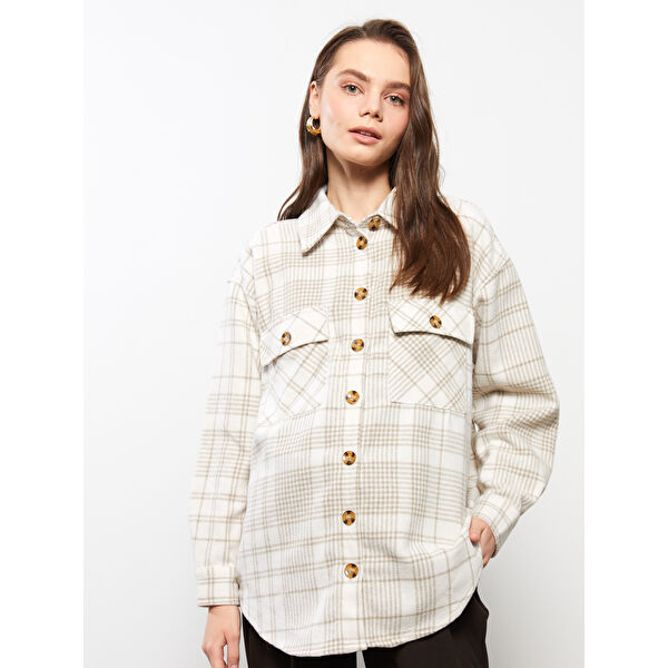 Ekose Uzun Kollu Flanel Hamile Gömlek Ceket