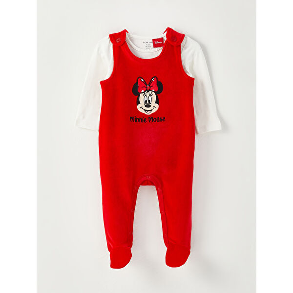 Bisiklet Yaka Uzun Kollu Nakış Detaylı Kız Bebek Tişört ve Salopet 2'li Takım