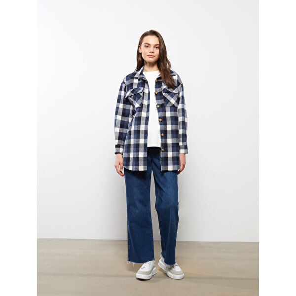 Ekose Uzun Kollu Flanel Hamile Gömlek Ceket