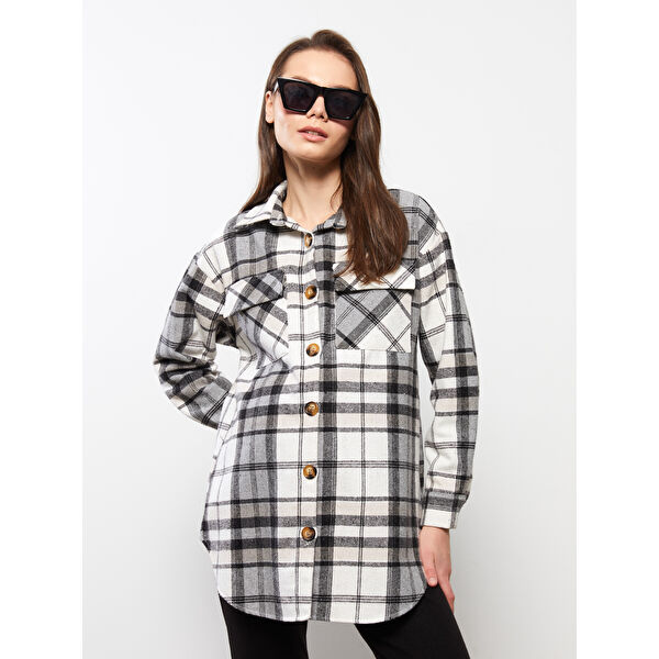 Ekose Uzun Kollu Flanel Hamile Gömlek Ceket