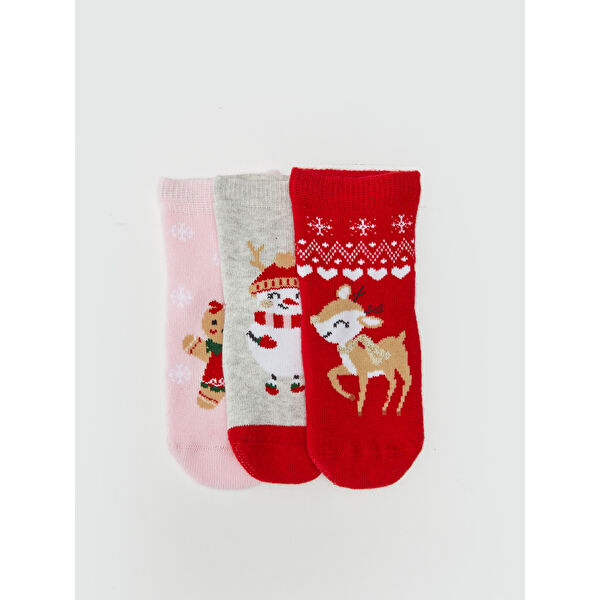Yılbaşı Temalı Kız Bebek Soket Çorap 3'lü