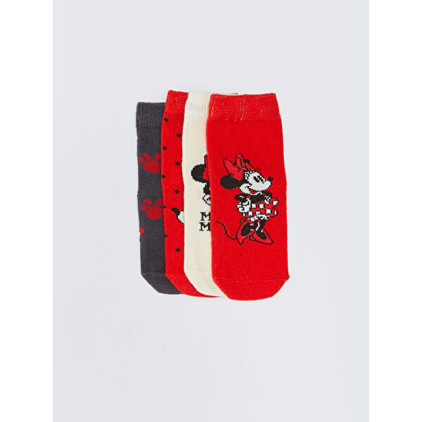 Minnie Mouse Desenli Kız Bebek Soket Çorap 4'lü Minnie Mouse Desenli Kız Bebek Soket Çorap 4'lü