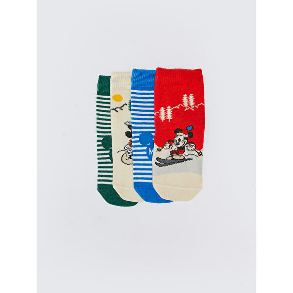 Mickey Mouse Desenli Erkek Bebek Soket Çorap 4'lü Mickey Mouse Desenli Erkek Bebek Soket Çorap 4'lü