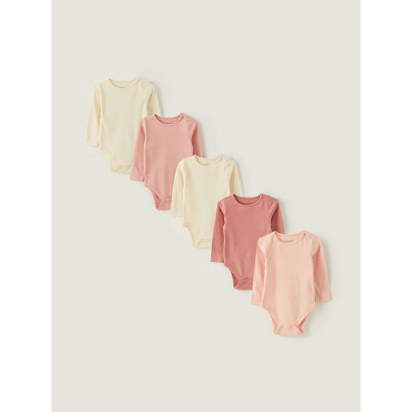 Bisiklet Yaka Uzun Kollu Basic Kız Bebek Çıtçıtlı Body 5'li Bisiklet Yaka Uzun Kollu Basic Kız Bebek Çıtçıtlı Body 5'li