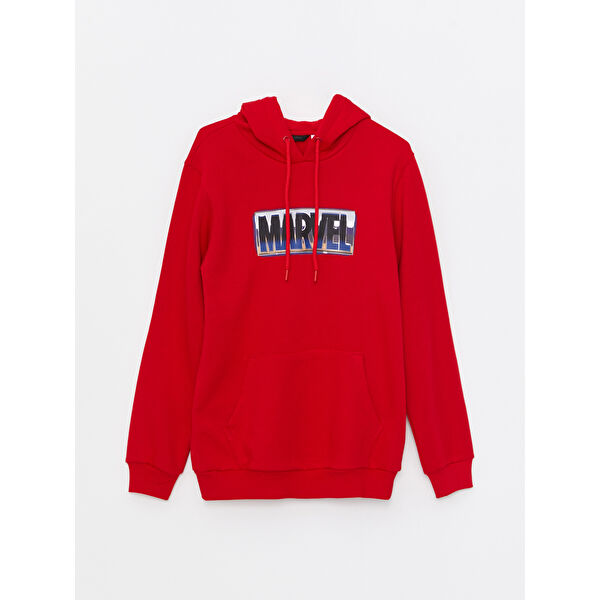 Kapüşonlu Uzun Kollu Marvel Baskılı Kalın Erkek Sweatshirt Kapüşonlu Uzun Kollu Marvel Baskılı Kalın Erkek Sweatshirt