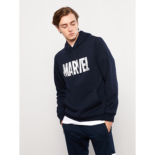 Kapüşonlu Uzun Kollu Marvel Baskılı Kalın Erkek Sweatshirt Kapüşonlu Uzun Kollu Marvel Baskılı Kalın Erkek Sweatshirt