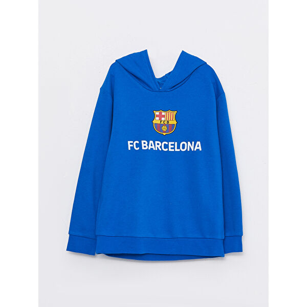 Kapüşonlu Barcelona Baskılı Uzun Kollu Erkek Çocuk Sweatshirt Kapüşonlu Barcelona Baskılı Uzun Kollu Erkek Çocuk Sweatshirt