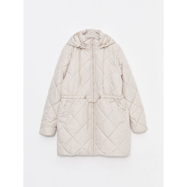 Kapüşonlu Kapitone Uzun Kollu Kadın Şişme Mont