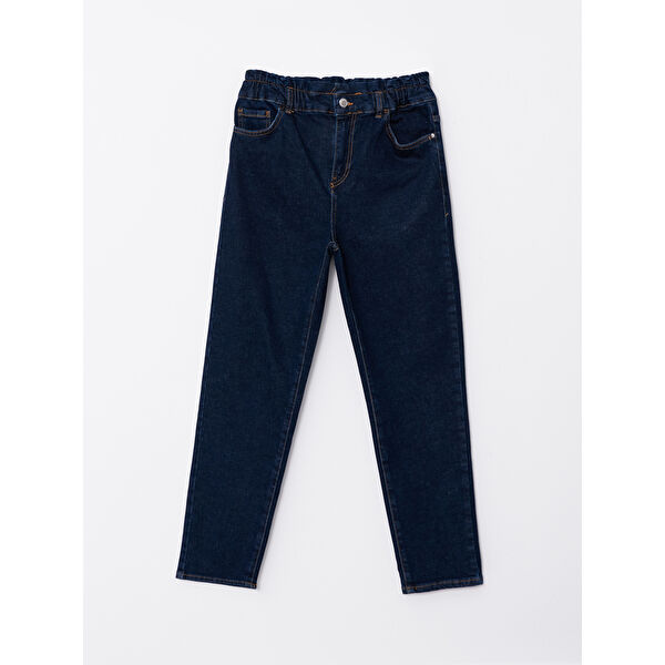 Beli Lastikli Paperbag Düz Kadın Rodeo Jean Pantolon Beli Lastikli Paperbag Düz Kadın Rodeo Jean Pantolon