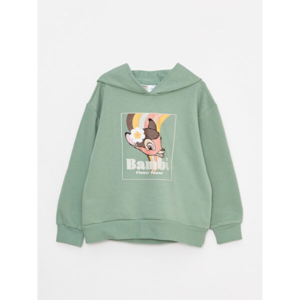 Kapüşonlu Bambi Baskılı Uzun Kollu Kız Çocuk Sweatshirt Kapüşonlu Bambi Baskılı Uzun Kollu Kız Çocuk Sweatshirt