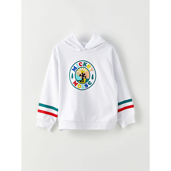 Kapüşonlu Mickey Mouse Baskılı Uzun Kollu Kız Çocuk Sweatshirt Kapüşonlu Mickey Mouse Baskılı Uzun Kollu Kız Çocuk Sweatshirt